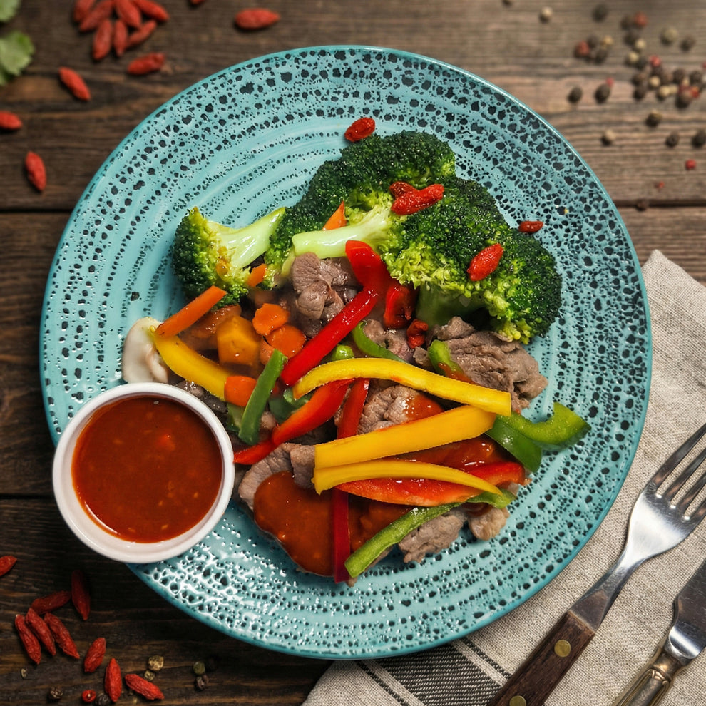 Sichuan Style Twice-Cooked Beef w/ Seasonal Vegetables – FITTERY HK